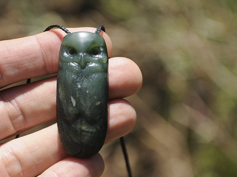 Chatoyant Inanga Pounamu Ruru — A Carved Piece