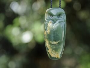 Inanga Flower Pounamu Ruru — A Carved Piece